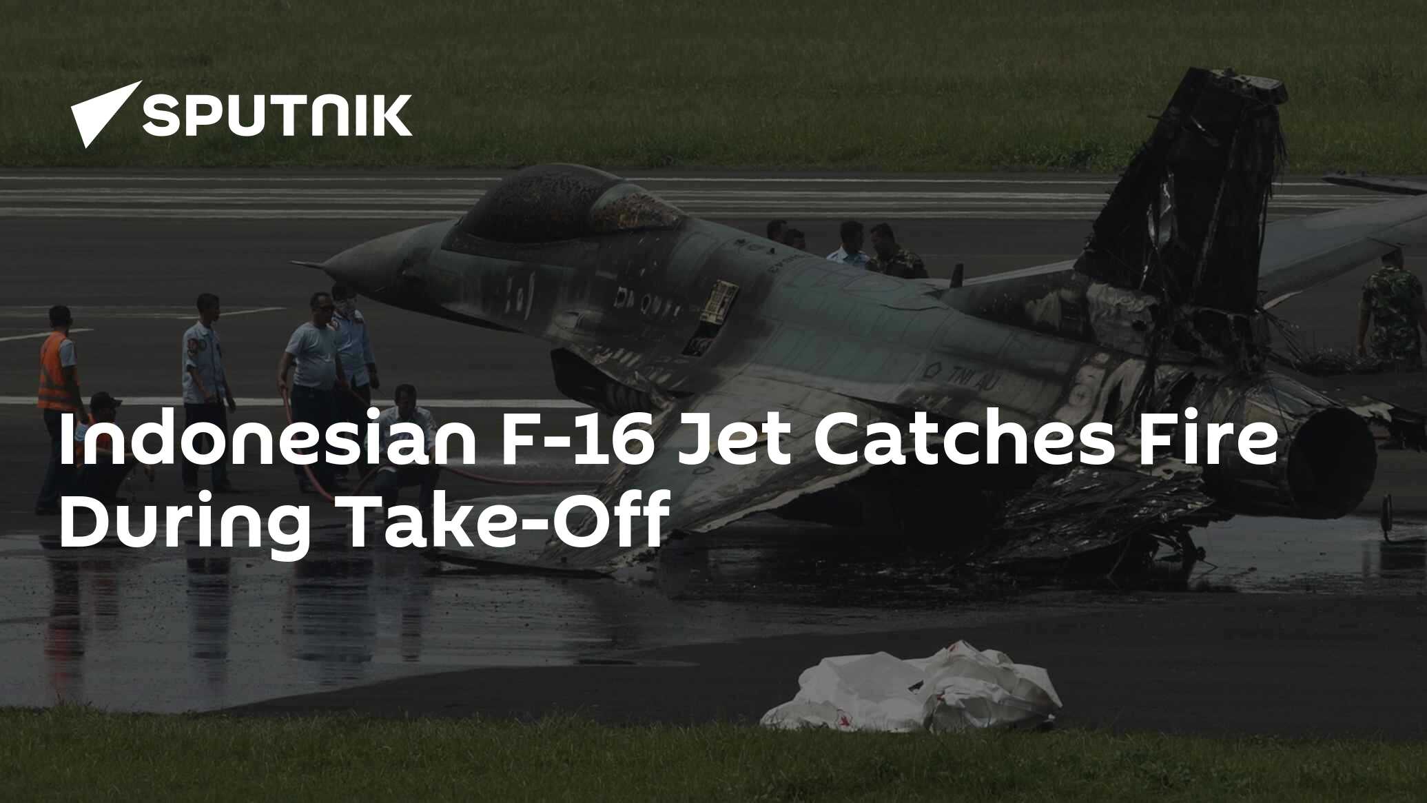 Indonesian F-16 Jet Catches Fire During Take-Off - 16.04.2015, Sputnik ...
