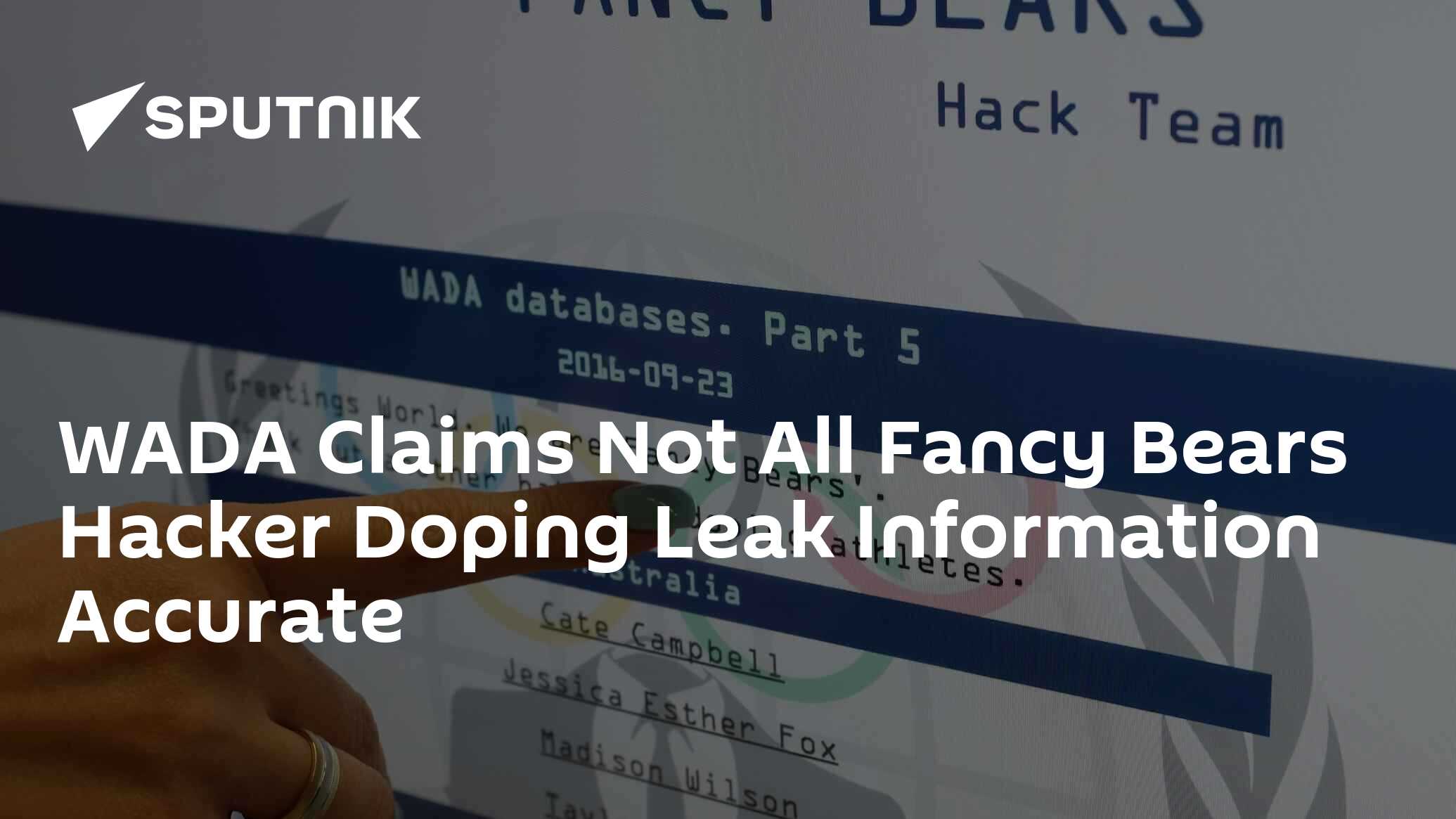 WADA Claims Not All Fancy Bears Hacker Doping Leak Information Accurate ...