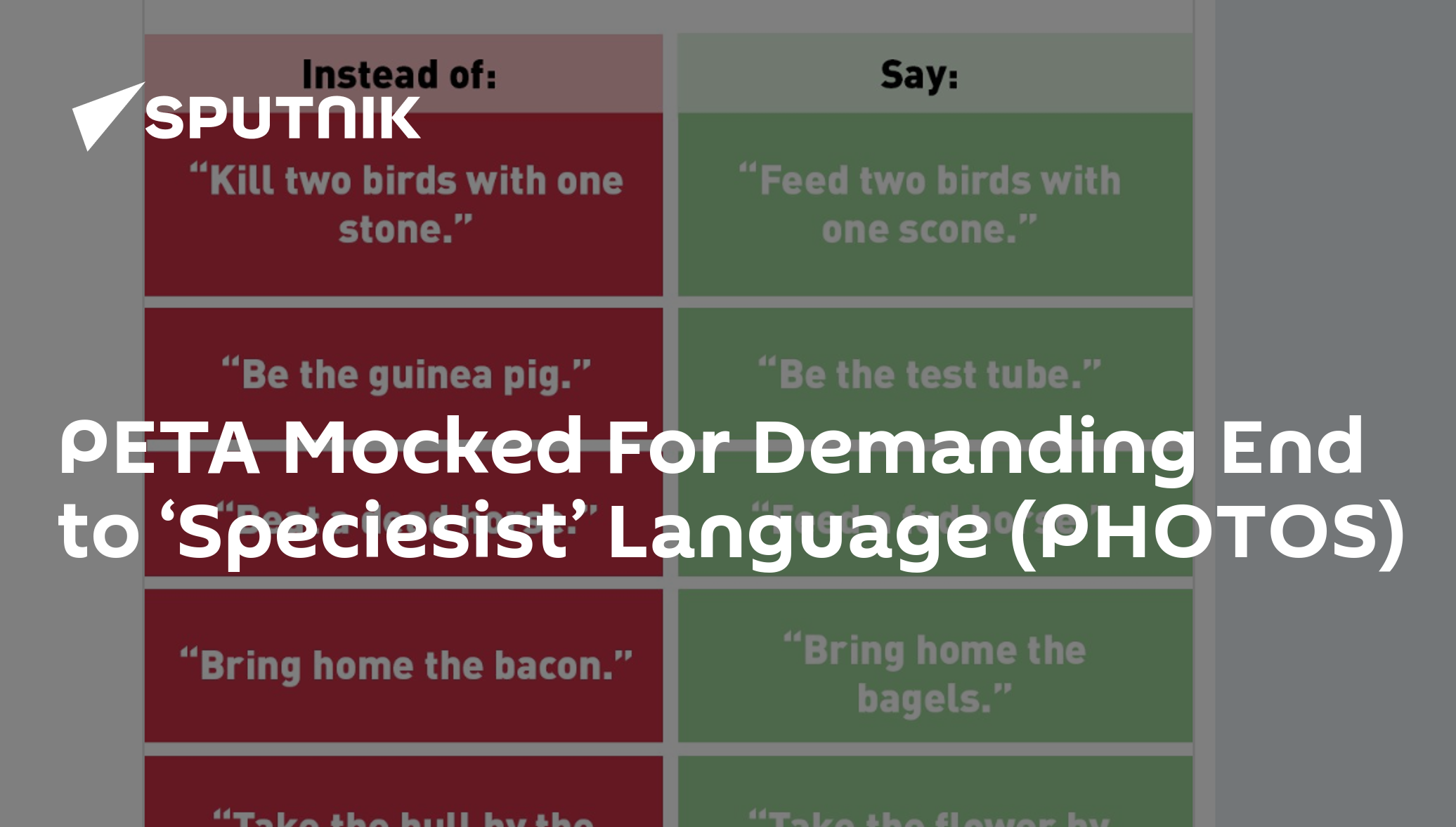 PETA Mocked For Demanding End to ‘Speciesist’ Language (PHOTOS) - 05.12 ...