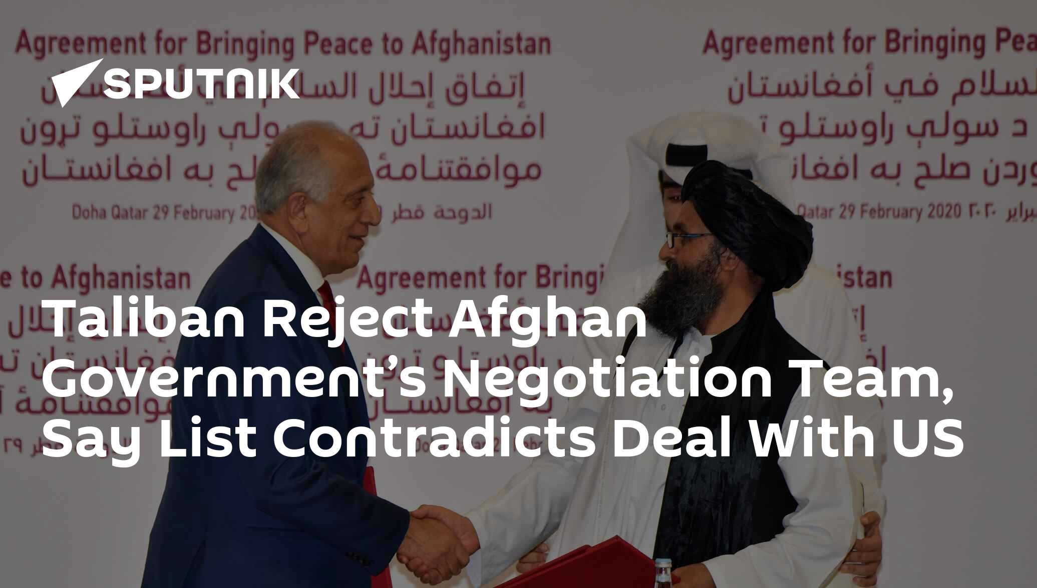 Taliban Reject Afghan Government’s Negotiation Team, Say List ...