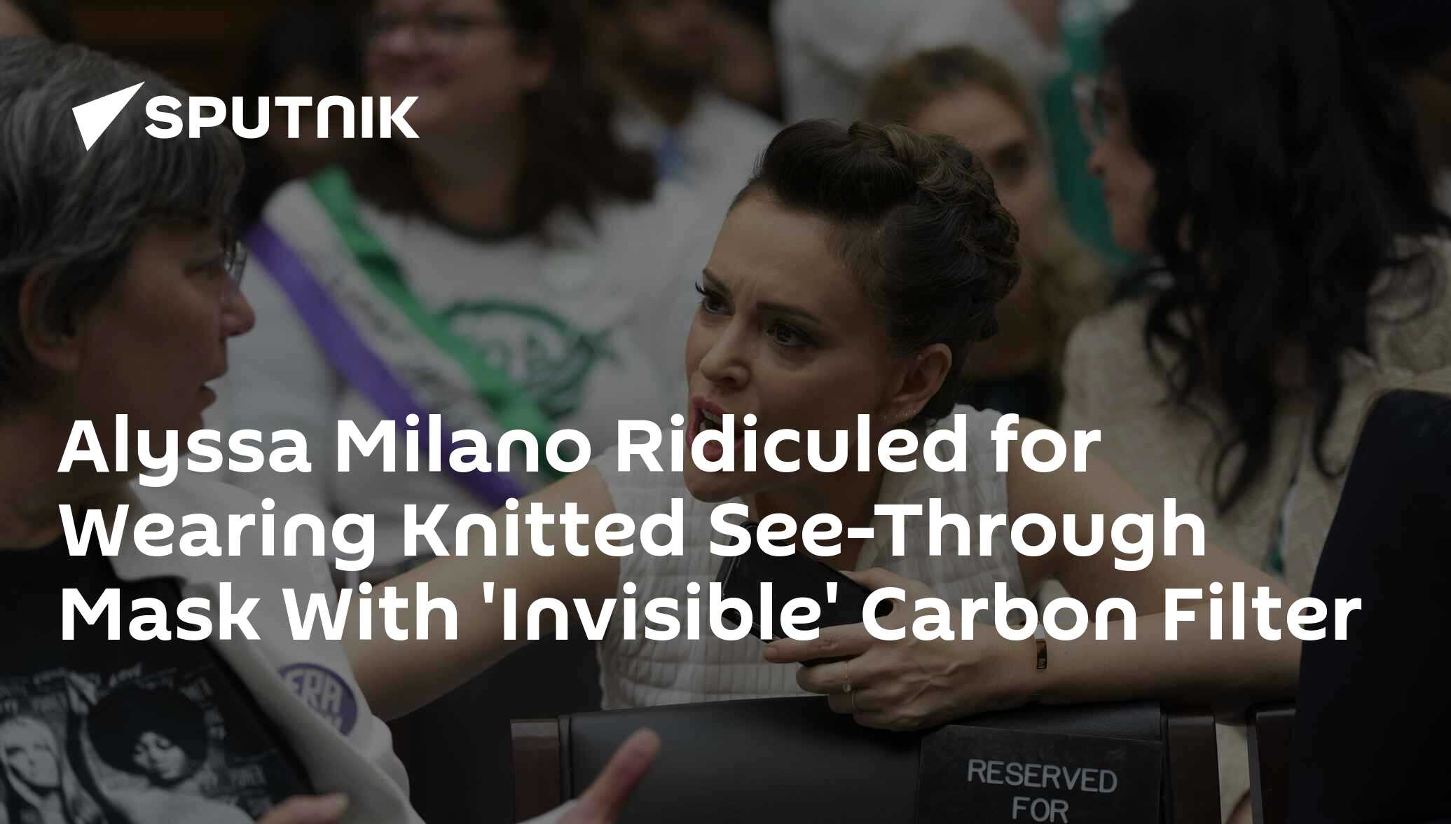 Alyssa Milano Ridiculed for Wearing Knitted See-Through Mask With ...
