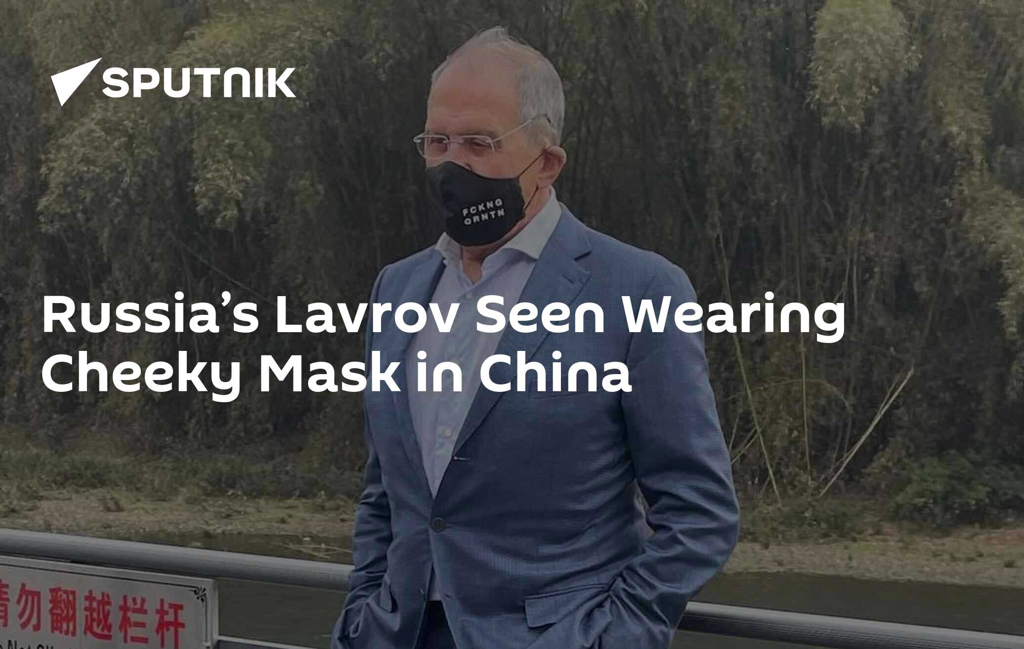 Russia’s Lavrov Seen Wearing Cheeky Mask in China