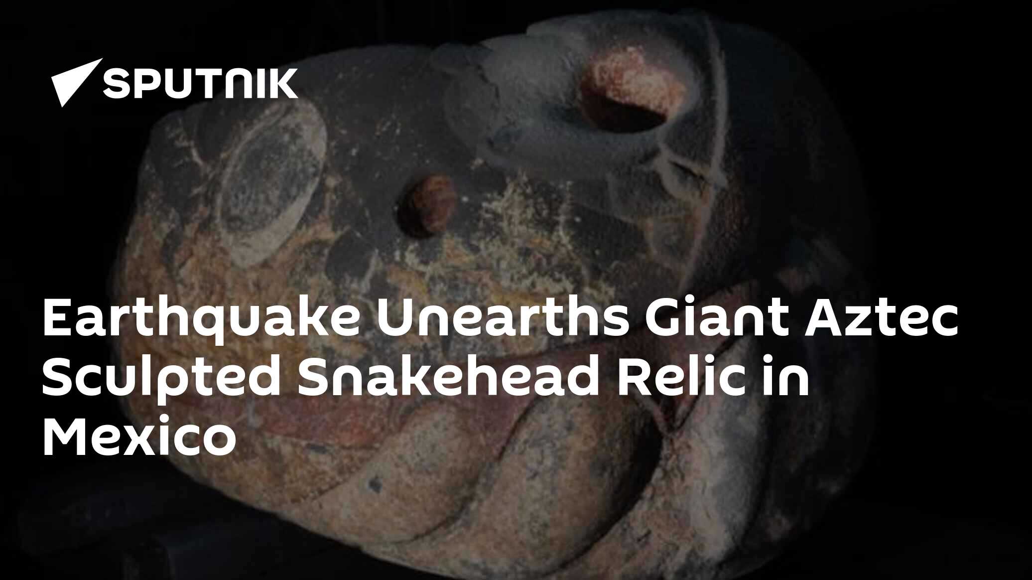 Earthquake Unearths Giant Aztec Sculpted Snakehead Relic in Mexico
