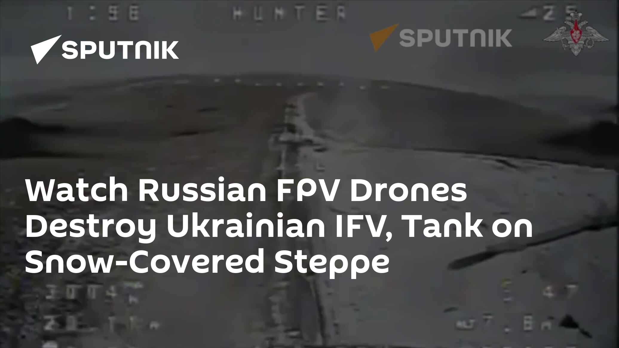 Watch Russian FPV Drones Destroy Ukrainian IFV, Tank on Snow-Covered Steppe