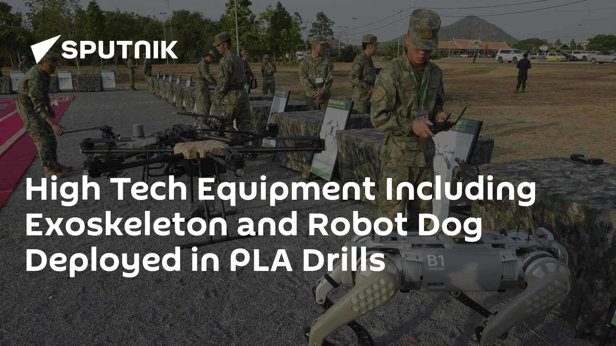 High Tech Equipment Including Exoskeleton and Robot Dog Deployed in PLA ...