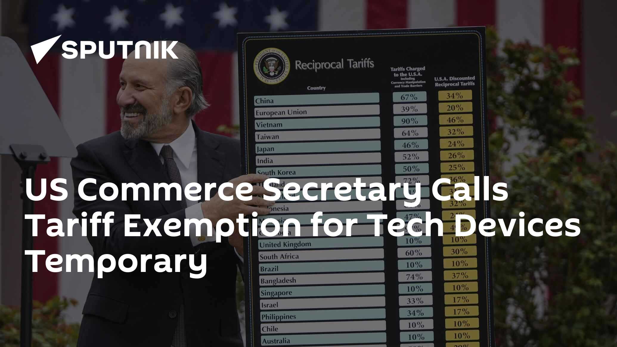 US Commerce Secretary Calls Tariff Exemption for Tech Devices Temporary