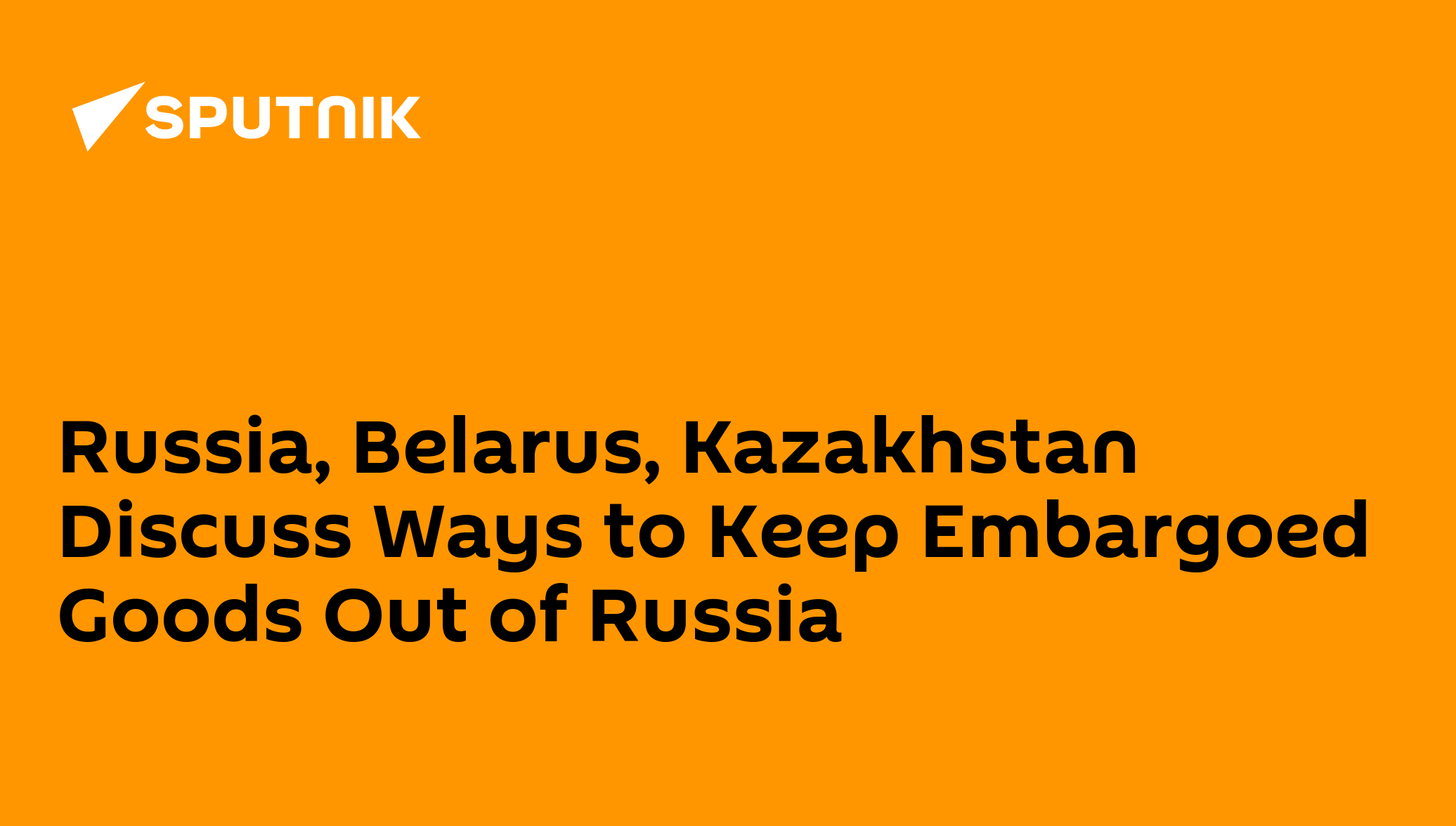 Russia, Belarus, Kazakhstan Discuss Ways to Keep Embargoed Goods Out of ...