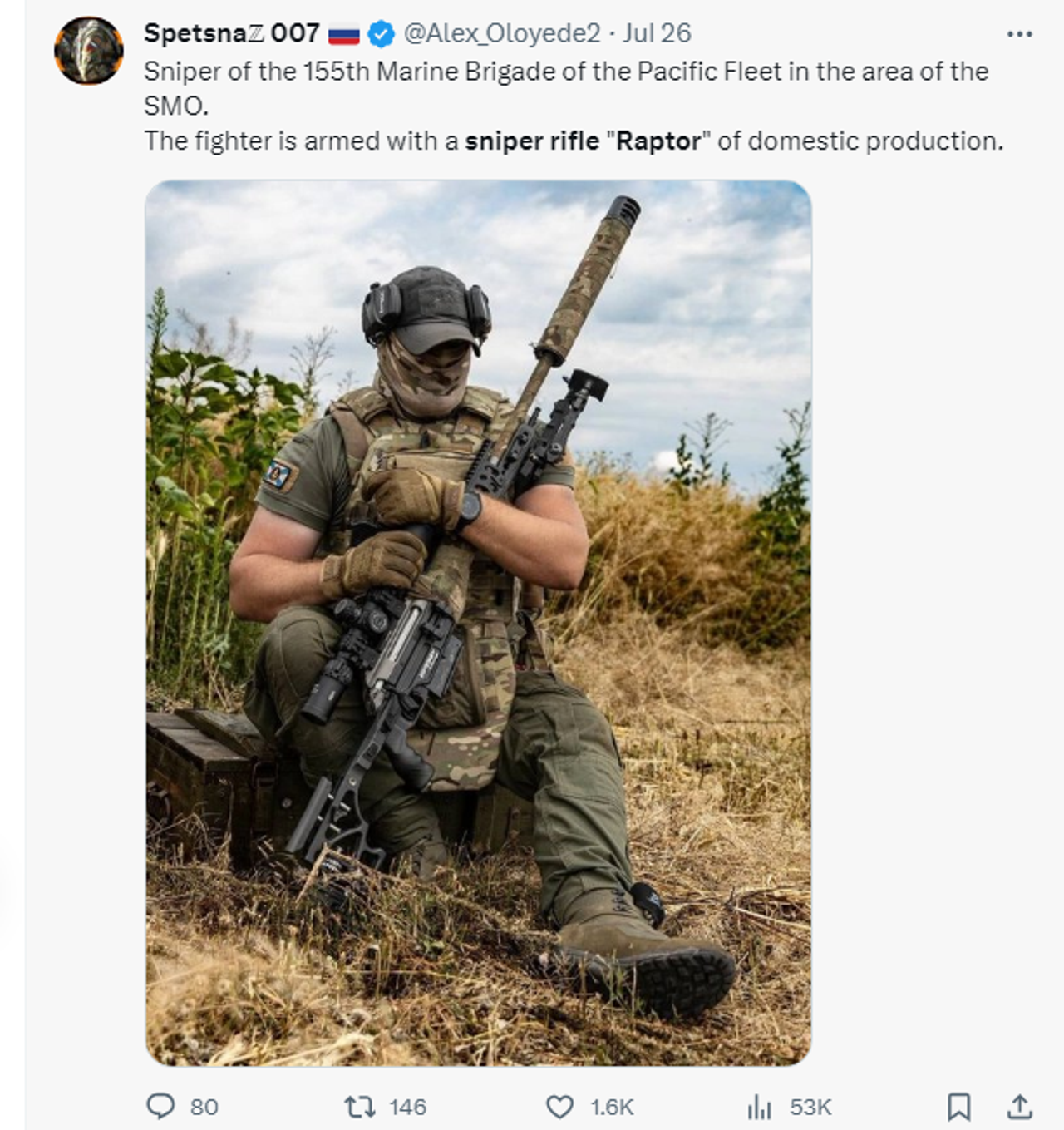 New Batch of Advanced Raptor Sniper Rifles Delivered to Russian Special ...